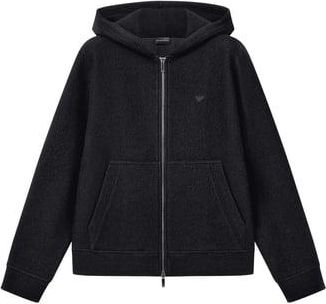 Emporio Armani Blouson col rond en laine m&eacute;lang&eacute;e
