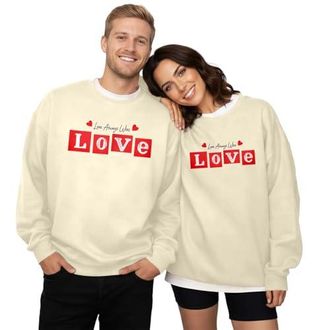 Generic Sweat-shirt sans capuche &agrave; col rond imprim&eacute; pour la Saint-Valentin 2026 pour homme et femme, beige, L