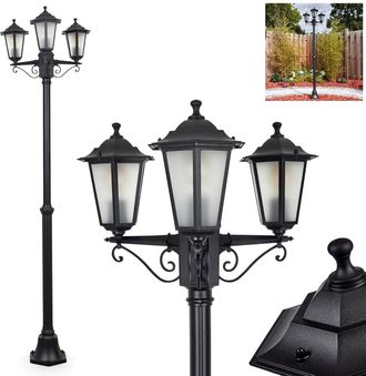 HOFSTEIN Kandelaber Loria, Außenwegeleuchte aus Metall/Glas in Schwarz/Milchglas, klare Wechselscheiben, Leuchte im Vintage/Antik/Landhaus-Design für Garten/Ho