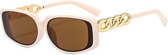 Generic Lunettes de soleil décoratives design 2025 avec chaîne en métal carrée pour hommes et femmes (couleur : E, taille : moyenne)