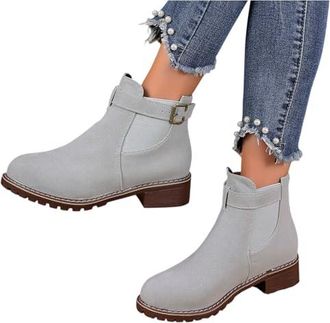 Generic Bottines de marche imperm&eacute;ables pour femme - Bottines Chelsea tendance - Fermeture &eacute;clair lat&eacute;rale - Talon bas - Bout pointu - Style d&eacute;contract&eacute;, a04,