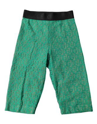 Dolce & Gabbana Womens Green Logo Monogram Cropped Tights Underwear Cotton Nylon Elastane Clothing