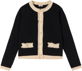 Oltre Femme, Pulls, Noir, Taille: 46 FR Cardigan Bicolore Effet Veste