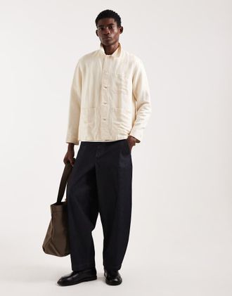 Lacoste Hemdjacke aus Webstoff in Steinbeige-Neutral