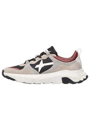 W6YZ Baskets en su&egrave;de et Tissu Technique, Taupe Dark Grey Black 46