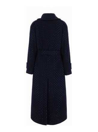 Pinko Wool with Polka Dot Print Coat - Navy
