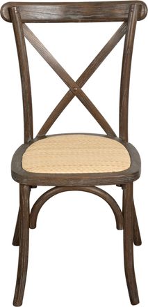 Biscottini International Stuhl aus Holz und Rattan im Bistro-Stil mit Kreuz-R&uuml;ckenlehne - St&uuml;hle f&uuml;r K&uuml;che, Esszimmer, Bar und Restaurant Thonet - Vintage-St&uuml;hle - Stapelstuhl