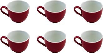 Ritzenhoff & Breker Doppio Espressotassen, 6er Set, Espresso Obertassen mit farbigem Rand, Porzellan, Rot, 80 ml, 516128