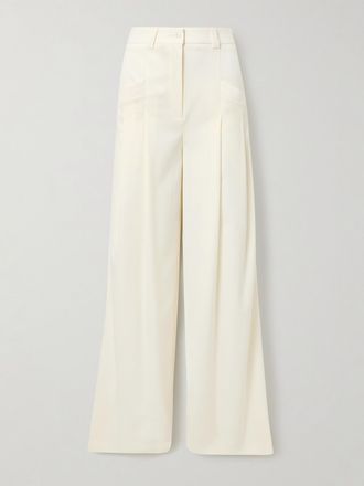 Altuzarra Pantalon Large En Laine Mélangée À Plis Zanni - Ivoire