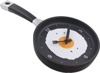 MagiDeal Pan mit Spiegelei Geformt Uhr, Shabby Chic, Küche Einzigartige Uhr, Schwarz