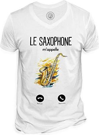 Fabulous T-Shirt Homme Col V Le Saxophone mappelle Musique Passion