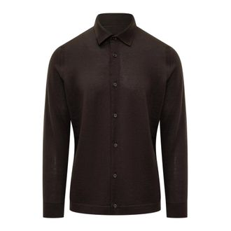 Ermenegildo Zegna Homme, Chemises, Noir, Taille: M Chemise Tricot Boutonn&eacute;e en Cachemire