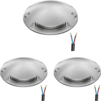 LEDs Com 3 St&uuml;ck LED Bodenleuchte, Wegmarkierung RUNDA f&uuml;r au&szlig;en, IP67, 2-flammig, aluminium, rund, 70mm &Oslash;, warmwei&szlig;
