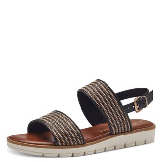 Marco Tozzi Damen Sandalen mit Keilabsatz mit Verstellbarem Riemen Vegan, Schwarz (Black Comb), 40 EU