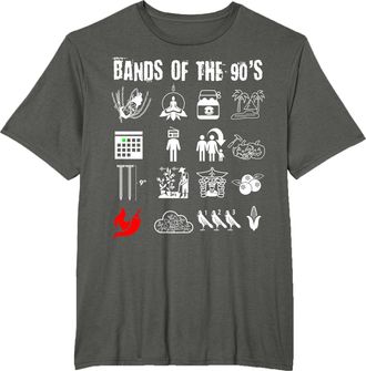 MathWare Lustige nerdige, ikonische Alternative Rock Bands der 90er, White T-Shirt