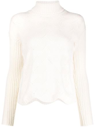 Liska Pullover in Pointelle-Strick - Weiß