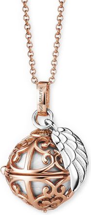Engelsrufer Damen Halskette aus Sterling Silber mit Klangkugel Anhänger Roségold in der Größe XS mit perlmutt Klangkugel, Karabinerverschluss, nickelfrei, Größe: 