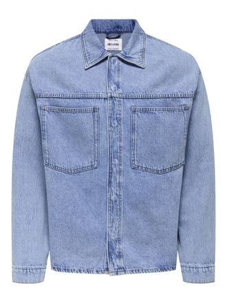 Only & Sons Herren Onsemil Box Azg DNM Jacket, Medium Blue Denim, l
