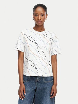 Tommy Hilfiger T-Shirt Interlock WW0WW49646 Wei&szlig; Boxy Fit