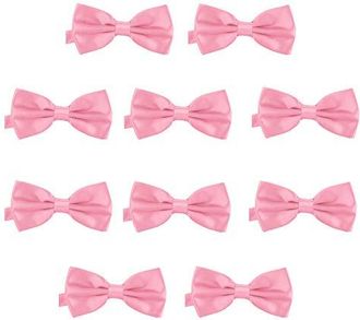 DonDon Lot de 10 Noeud papillon pour homme 12 x 6 cm avec crochet déjà lié et réglable, Rose, Taille unique