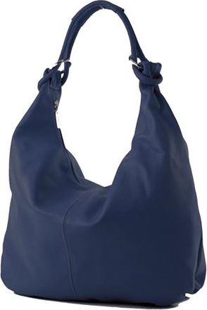 modamoda.de 337 - Sac à bandoulière en cuir pour femme fabriqué en Italie, Bleu saphir, L