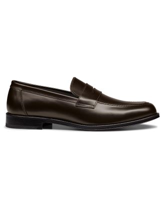 CHARLES TYRWHITT Penny-Slipper aus hochgl&auml;nzendem Leder - Dunkles Schokoladenbraun