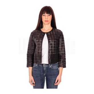 Suprema Wildlederjacke mit Quadratischem Design - - Jackets - Damen - Schwarzk - L