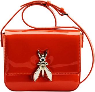 Patrizia Pepe Femme, Sacs, Orange, Taille: ONE Size Sac bandouli&egrave;re en cuir verni Essential Fly