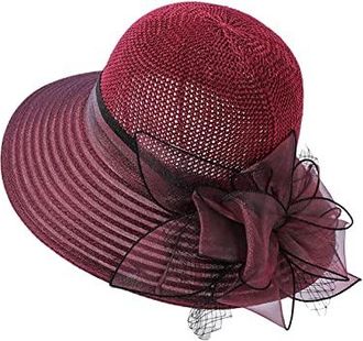 Generic TYUSGH Robe en organza pour femme - Chapeau de mariage - Chapeau de mariage - &Eacute;glise - F&ecirc;te de th&eacute; - Chapeau d&eacute;t&eacute; &agrave; large bord pour f&ecirc;te de mariage, b