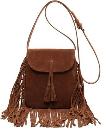 Generic Faux daim Trassels Sacs &agrave; bandouli&egrave;re Ethnique Averarm Bag Vintage Mini - Sac pour t&eacute;l&eacute;phone pour femmes Travailler pour les voyages de shopping, kaki