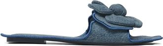 Marc Jacobs Femme, Chaussures, Bleu, Taille: 36 EU Floral Appliqu&eacute; Scalloped Edge Slider