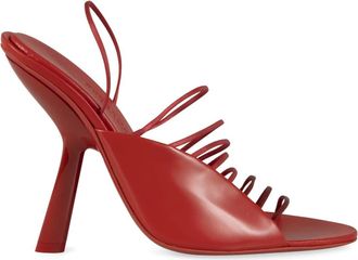 Ferragamo Femme, Chaussures, Rouge, Taille: 35 1/2 EU Sandales en Cuir &Eacute;lastique Bout Rond Veau
