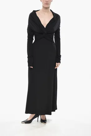 Khaite Viscose Flared Dress with Front Knot Khaite