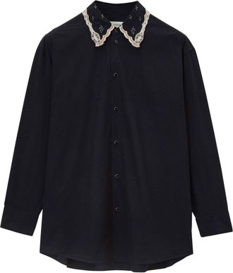 Christophe Lemaire Hemd mit besticktem Kragen - Schwarz