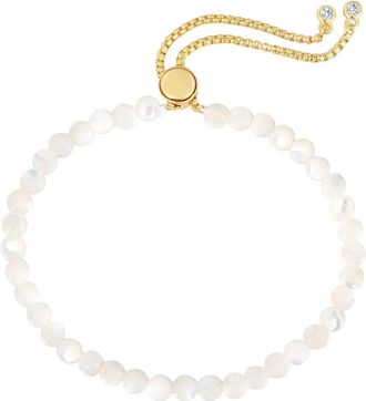 Glanzst&uuml;cke M&uuml;nchen Armband - Sterling Silber Armband Zirkonia Perlmutt - Gr. ONESIZE - in Gold - f&uuml;r Damen