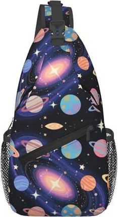 Generic L&eacute;ger Sacoche Tactique Univers Galaxie &Eacute;toiles Plan&egrave;tes Art Sling Sac &agrave; Bandouli&egrave;re Casual Sac &agrave; Poitrine pour Cyclisme &eacute;cole Homme