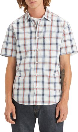 Levi's Herren Shortsleeve Sunset 1-Pocket Standard Shirt, Micah Plaid Niagara Mist, XS