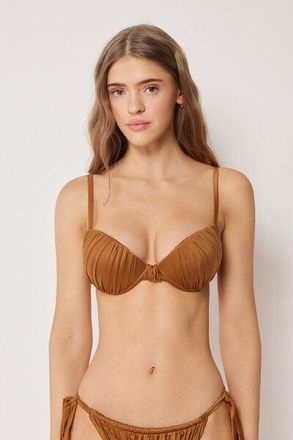 Calzedonia Gepolstertes Push-up-bikini-top Shiny Satin Braun
