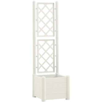 vidaXL Jardini&egrave;re avec treillis 43x43x142 cm pp Blanc
