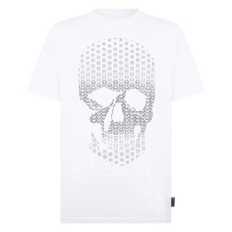 Philipp Plein Rundhals-T-Shirt Skull Strass - - Tops - Herren - Wei&szlig; - L