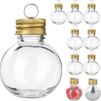 Vosarea 10 St&uuml;ck Weihnachtskugeln zum Bef&uuml;llen f&uuml;r Lik&ouml;r - 50ml Weihnachten Booze Balls Kunststoff Bef&uuml;llbare Schnaps Weihnachtskugel Flasche Anh&auml;nger f&uuml;r Wei