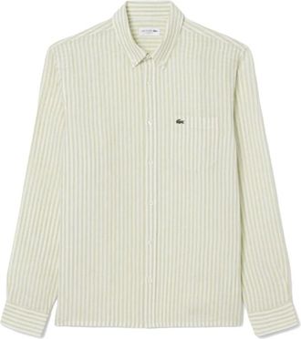 Lacoste Homme, Chemises, Vert, Taille: L Chemise en lin &agrave; rayures