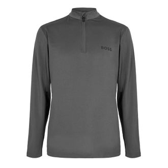 HUGO BOSS Oberteil f&uuml;r Herren, mit kurzem Rei&szlig;verschluss, Hochleistungsmaterial, Lang&auml;rmlig (Grau)