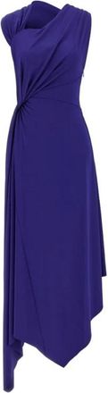 Victoria Beckham Femme, Robes, Bleu, Taille: 36 FR Asymmetric Hem Midi Dress
