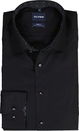 Olymp Herren Hemden schwarz Baumwoll-Stretch