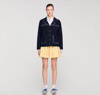 Sandro Cardigan &agrave; studs col tailleur