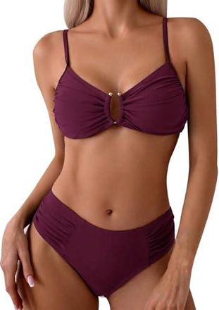 Generic Ensemble bikini pour femme sexy et &eacute;l&eacute;gant - Deux pi&egrave;ces - Col en V - Triangle - Push Up - Bikini - Maillot de bain ventre plat - Haut de bikini - Sou