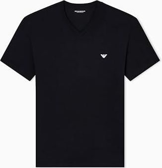 Emporio Armani Essential Cotton T-Shirt col en V, Noir, L Homme