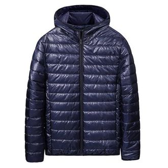 Generic Doudoune légère pour homme avec capuche | Veste de randonnée pour homme - Veste imperméable de couleur unie - Veste thermique matelassée - Veste chaud