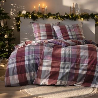 ESTELLA Flanell Winter Bettw&auml;sche Set Flausch Bettgarnitur | 100% Baumwolle | Deutsche Markenqualit&auml;t | 155x220 cm + 80x80 cm | Design 05